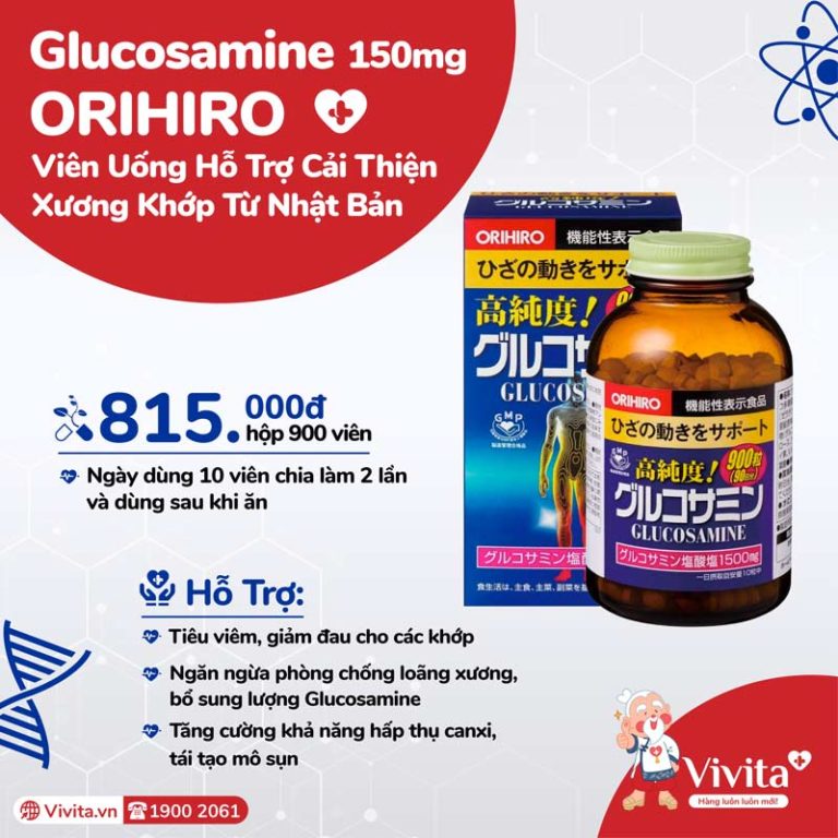 Orihiro Glucosamine 1500mg hỗ trợ xương khớp Hộp 900 viên