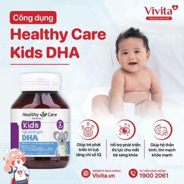 Healthy Care Kid’s High DHA Úc Bổ Sung DHA Cho Bé 60 Viên