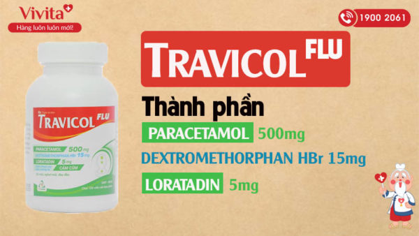 Thuốc trị cảm cúm Travicol Flu Chai 100 viên - Nhà thuốc VIVITA