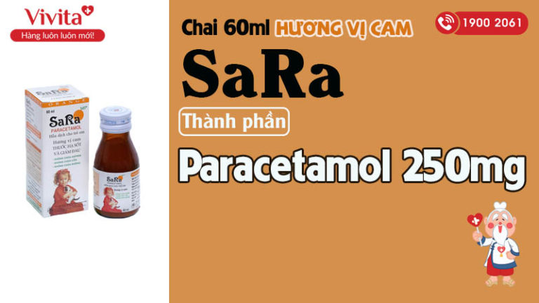 Siro giảm đau, hạ sốt cho trẻ em hương cam Sara Chai 60ml - VIVITA