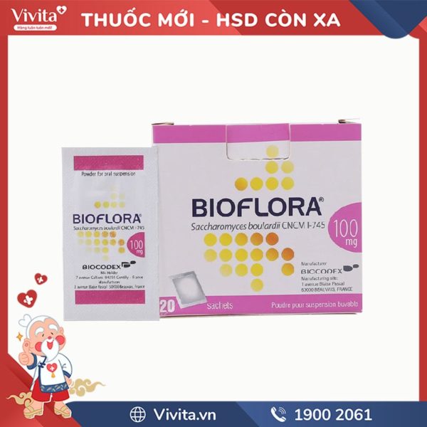 Thuốc trị tiêu chảy Bioflora 100mg Hộp 20 gói - Nhà Thuốc VIVITA