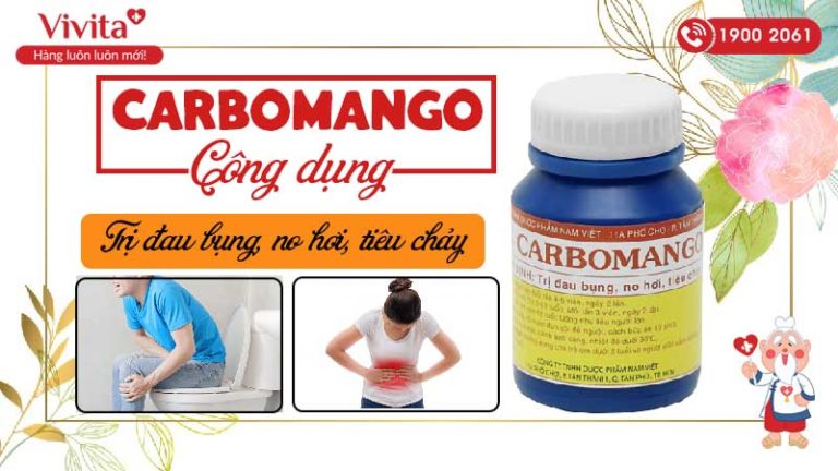 Thuốc trị đầy hơi, khó tiêu Carbomango Hộp 100 viên - Nhà Thuốc VIVITA