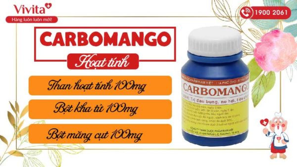 Thuốc trị đầy hơi, khó tiêu Carbomango Hộp 100 viên - Nhà Thuốc VIVITA