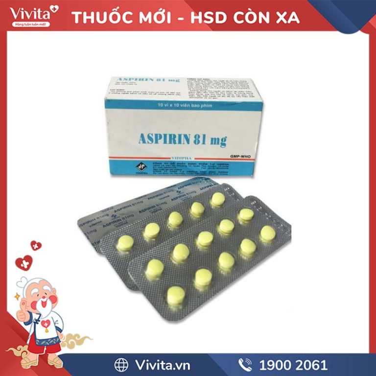 Thuốc chống kết lập tiểu cầu Aspirin 81mg Vidipha Hộp 100 viên - VIVITA