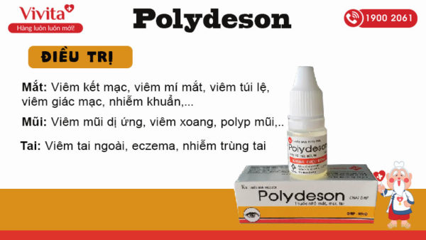 Thuốc nhỏ mắt, mũi, tai trị nhiễm khuẩn Polydeson Chai 5ml - VIVITA