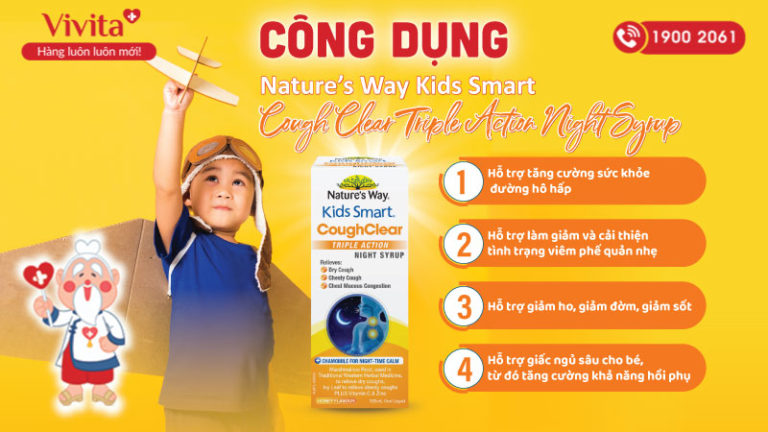 Nature's Way Kids Smart Cough Clear Triple Action Night Syrup Giảm Ho ...