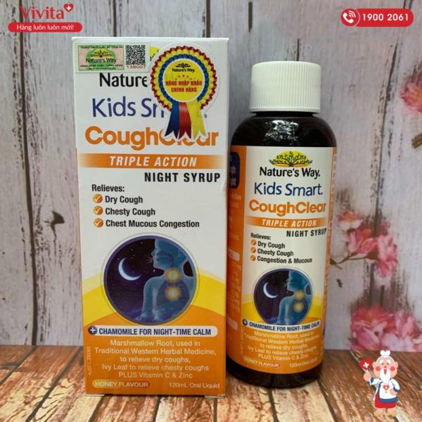 Nature's Way Kids Smart Cough Clear Triple Action Night Syrup Giảm Ho ...