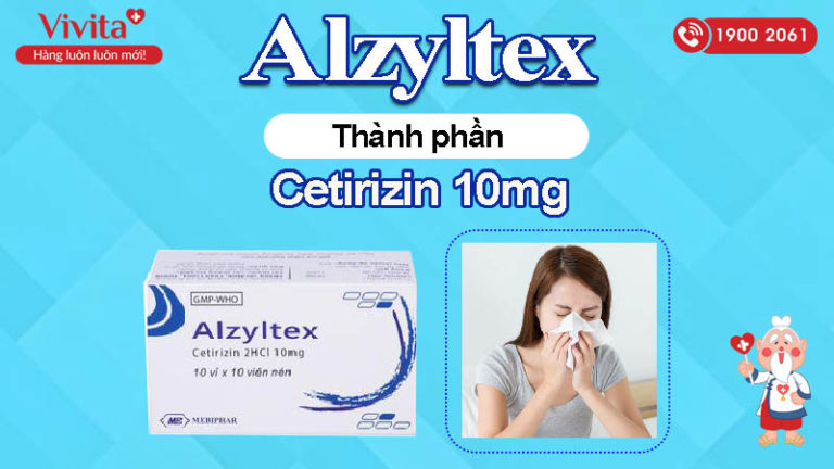 Thuốc chống dị ứng Alzyltex 10mg Hộp 100 viên - Nhà Thuốc VIVITA