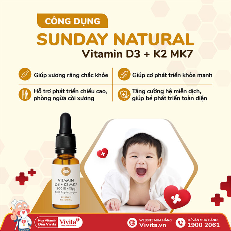 Vitamin D3 K2 MK7 Sunday Natural Lọ 20ml mới nhất 2024