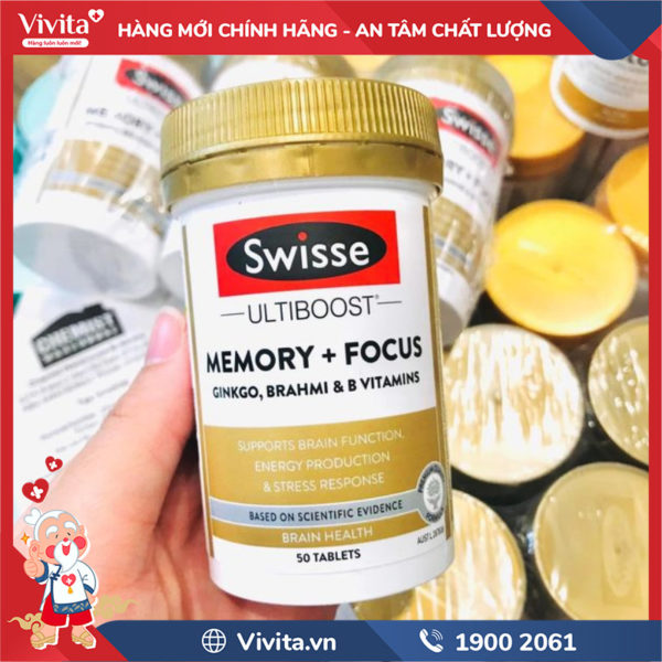Swisse Ultiboost Memory Focus hỗ trợ tăng cường trí nhớ hộp 50v