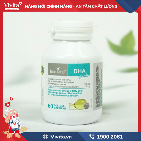 Bioisland DHA For Kids hộp 60v hỗ trợ phát triển não bộ mới 2024