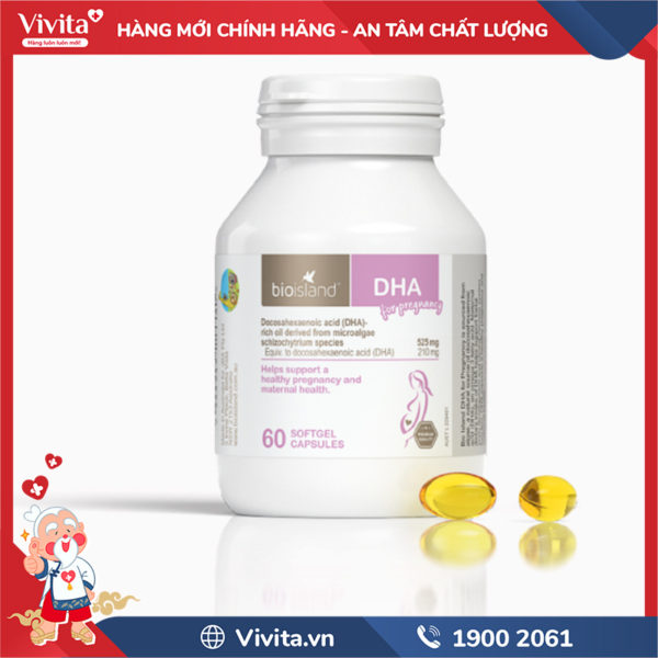 Bioisland DHA For Pregnancy 60v bổ sung DHA cho bà bầu 2024