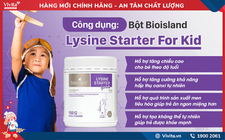 Bioisland Lysine Starter For Kid hộp 150g hỗ trợ tăng chiều cao