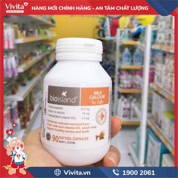 Milk Calcium Bio Island hộp 90v sữa bổ sung canxi cho bé 2024