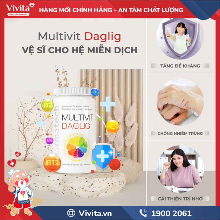 Multivit Daglig bổ sung vitamin khoáng chất Na Uy 180v Date mới