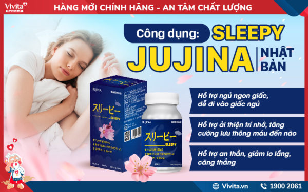 Fujina Sleepy Viên Uống Hỗ Trợ Giấc Ngủ Nhật Bản Hộp 80 Viên
