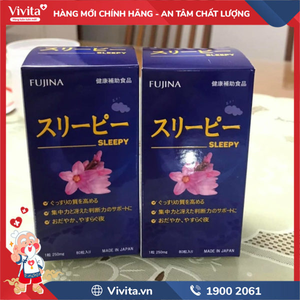 Fujina Sleepy Viên Uống Hỗ Trợ Giấc Ngủ Nhật Bản Hộp 80 Viên