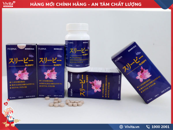 Fujina Sleepy Viên Uống Hỗ Trợ Giấc Ngủ Nhật Bản Hộp 80 Viên