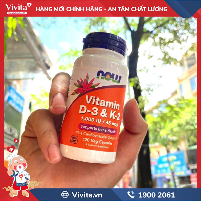 NOW Vitamin D3 & K2 1,000 IU / 45 Mcg hộp 120 viên của Mỹ