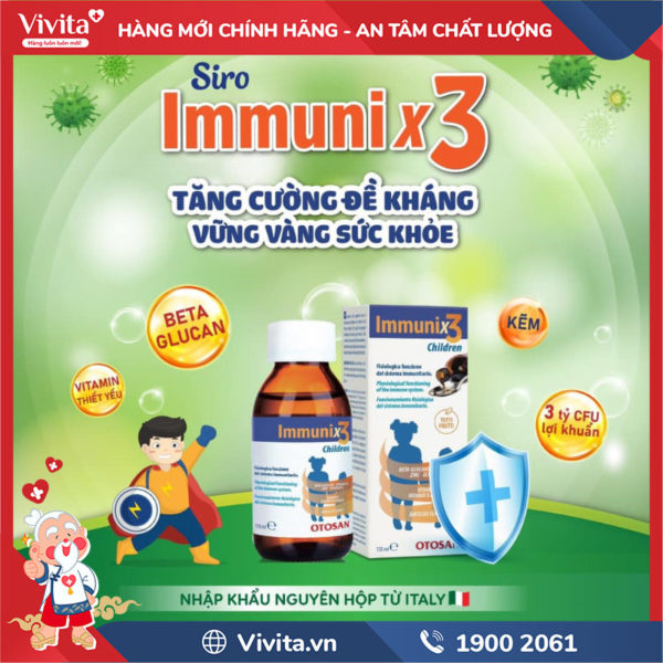 Otosan IMMUNIX3 siro chai 150ml siro hỗ trợ giúp trẻ ăn ngon