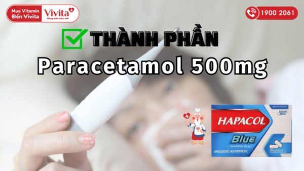 Thuốc giảm đau, hạ sốt Hapacol Blue 500mg Hộp 100 viên - Vivita