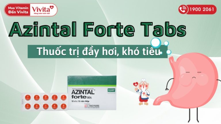 Thuốc trị đầy hơi, khó tiêu Azintal Forte Tabs Hộp 100 viên - Vivita