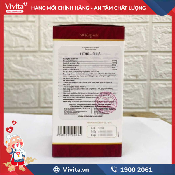 Litho Plus hộp 60v hỗ trợ bổ sung canxi giảm nguy cơ loãng xương