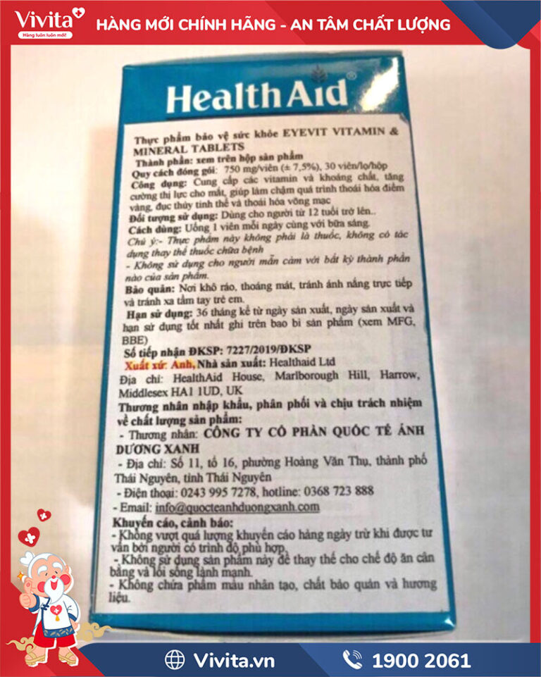HealthAid Eye Vit Vitamin & Mineral Tablets hỗ trợ mắt sáng khỏe
