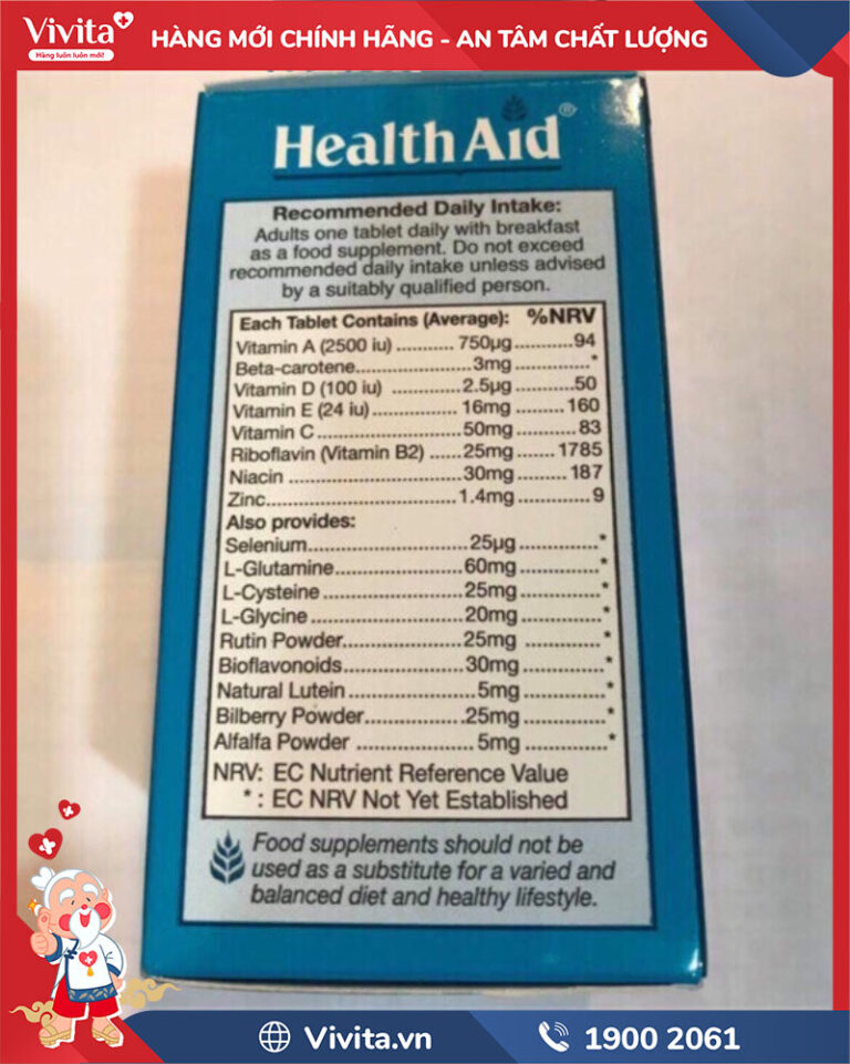 HealthAid Eye Vit Vitamin & Mineral Tablets hỗ trợ mắt sáng khỏe