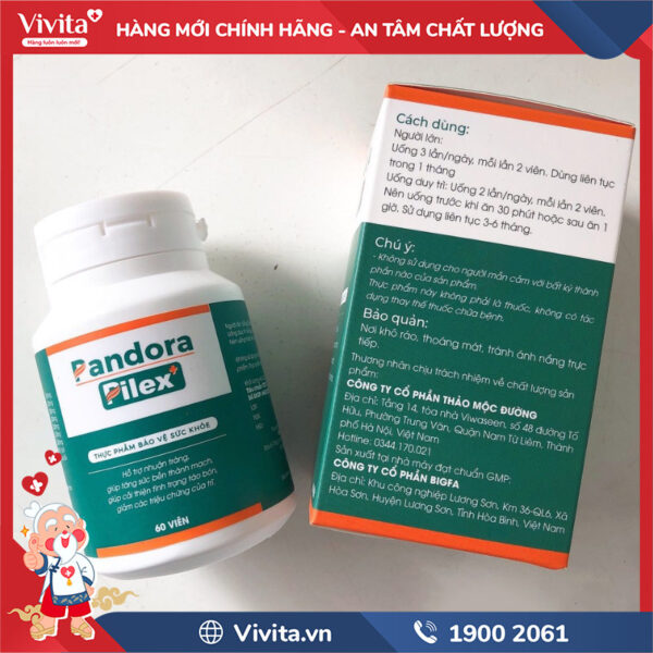 Pandora Pilex+ hộp 60 viên hỗ trợ giảm triệu chứng trĩ