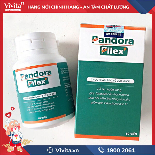 Pandora Pilex+ hộp 60 viên hỗ trợ giảm triệu chứng trĩ