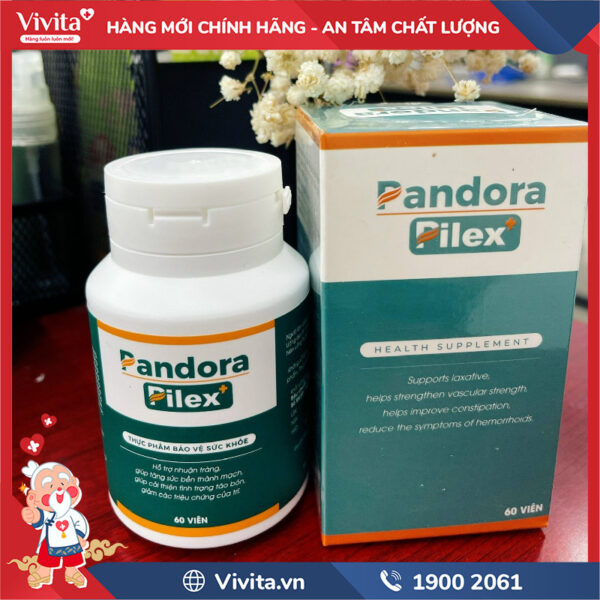 Pandora Pilex+ hộp 60 viên hỗ trợ giảm triệu chứng trĩ
