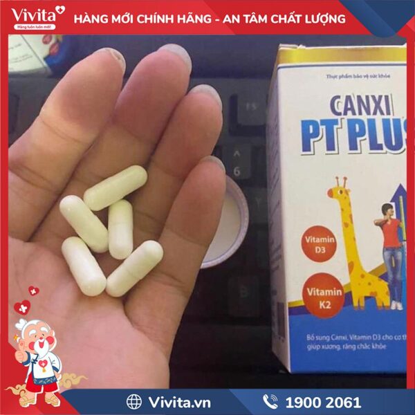 Canxi PT Plus hỗ trợ tăng chiều cao, cải thiện còi xương (hộp 30v)