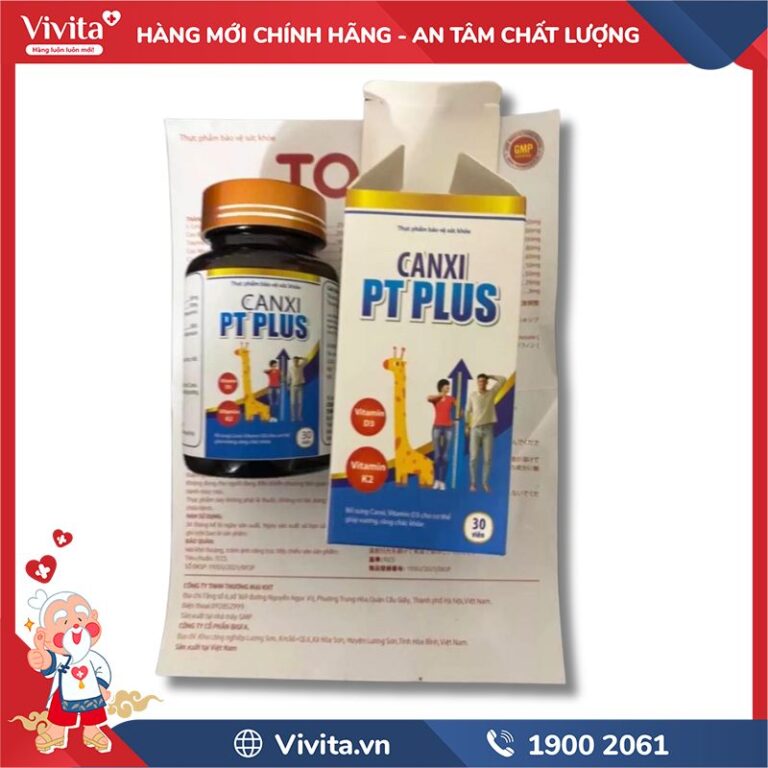 Canxi PT Plus hỗ trợ tăng chiều cao, cải thiện còi xương (hộp 30v)