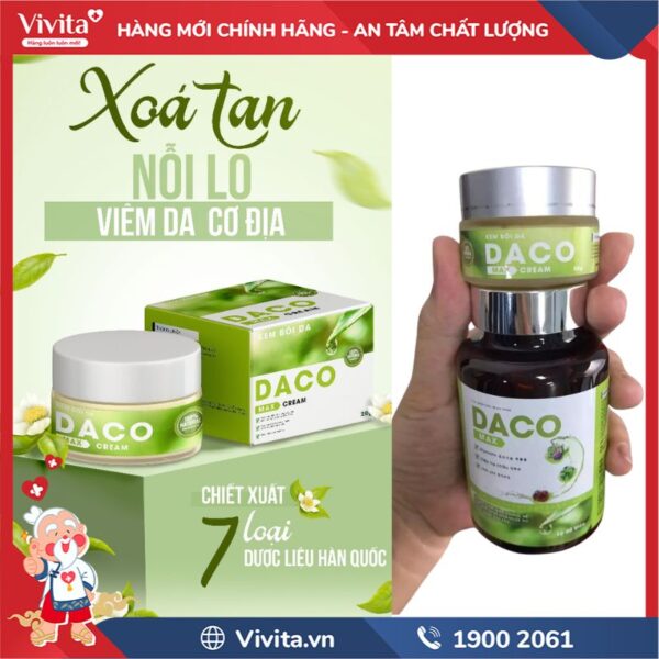 Daco Max hỗ trợ trị viêm da cơ địa nấm ngứa (hộp 60v & kem 20g)