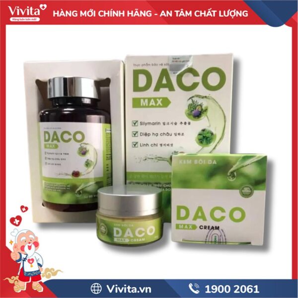 Daco Max hỗ trợ trị viêm da cơ địa nấm ngứa (hộp 60v & kem 20g)