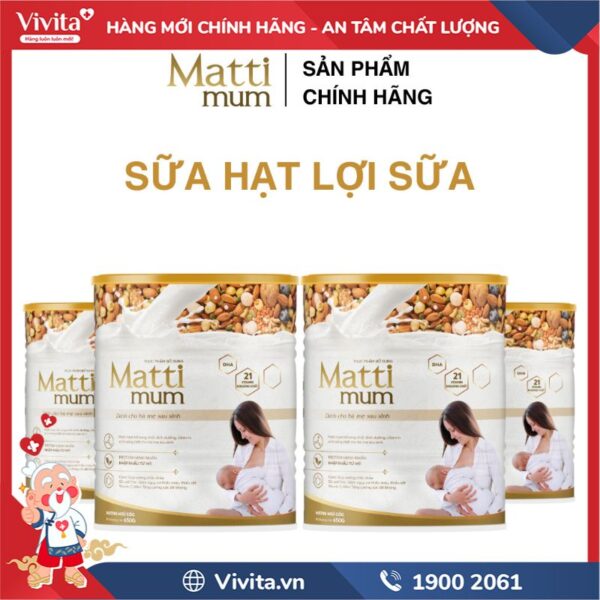 Sữa Matti Mum sữa hạt lợi sữa cho mẹ (Hộp 650g)