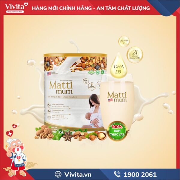 Sữa Matti Mum sữa hạt lợi sữa cho mẹ (Hộp 650g)
