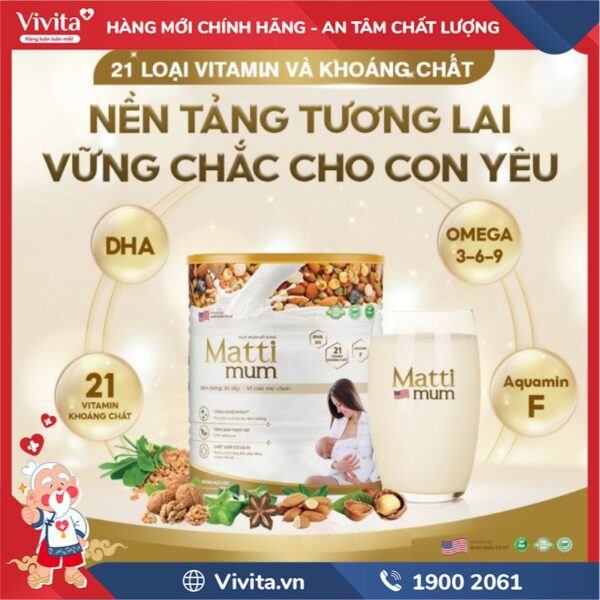 Sữa Matti Mum sữa hạt lợi sữa cho mẹ (Hộp 650g)