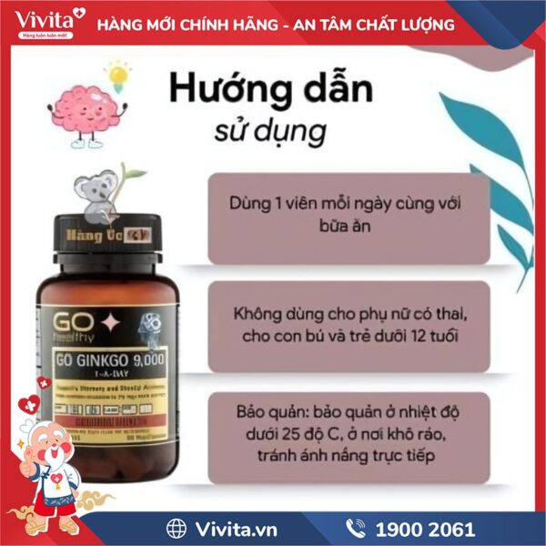 Go Ginkgo 9000 Viên Uống Hỗ Trợ Bổ Não (Lọ 60 viên)