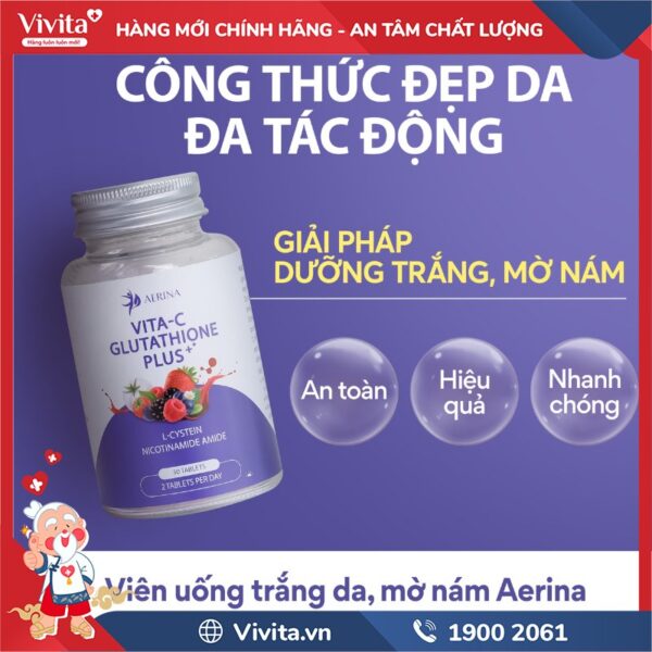 Vita-C Glutathione Plus+ Cải Thiện Làn Da (Hộp 1 lọ x 30 viên)