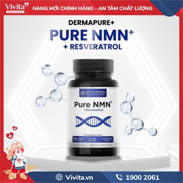 Pure NMN Plus Mỹ Hỗ Trợ Chống Lão Hóa (Hộp 1 lọ x 60 viên)