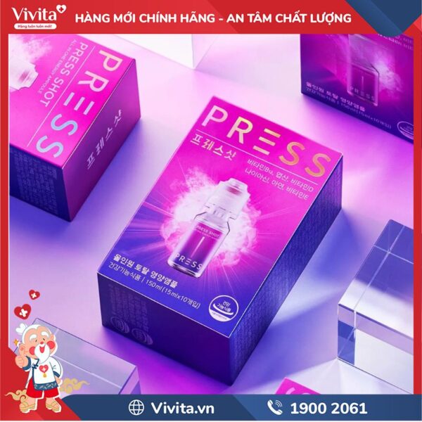Press Shot Nước Uống Hỗ Trợ Đẹp Da (Hộp 15ml x 10 chai)