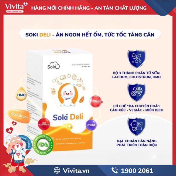 Soki Deli Bột Hỗ Trợ Cải Thiện Tiêu Hóa (18 gói x 4 g)