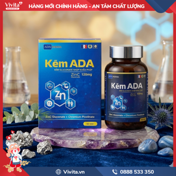 Kẽm ADA Hỗ Trợ Ăn Ngon, Tăng Cường Sức Khỏe (Hộp 60 viên)
